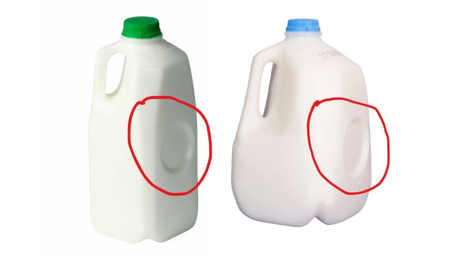 Why do plastic milk jugs have a circular indent on the side? It may not ...