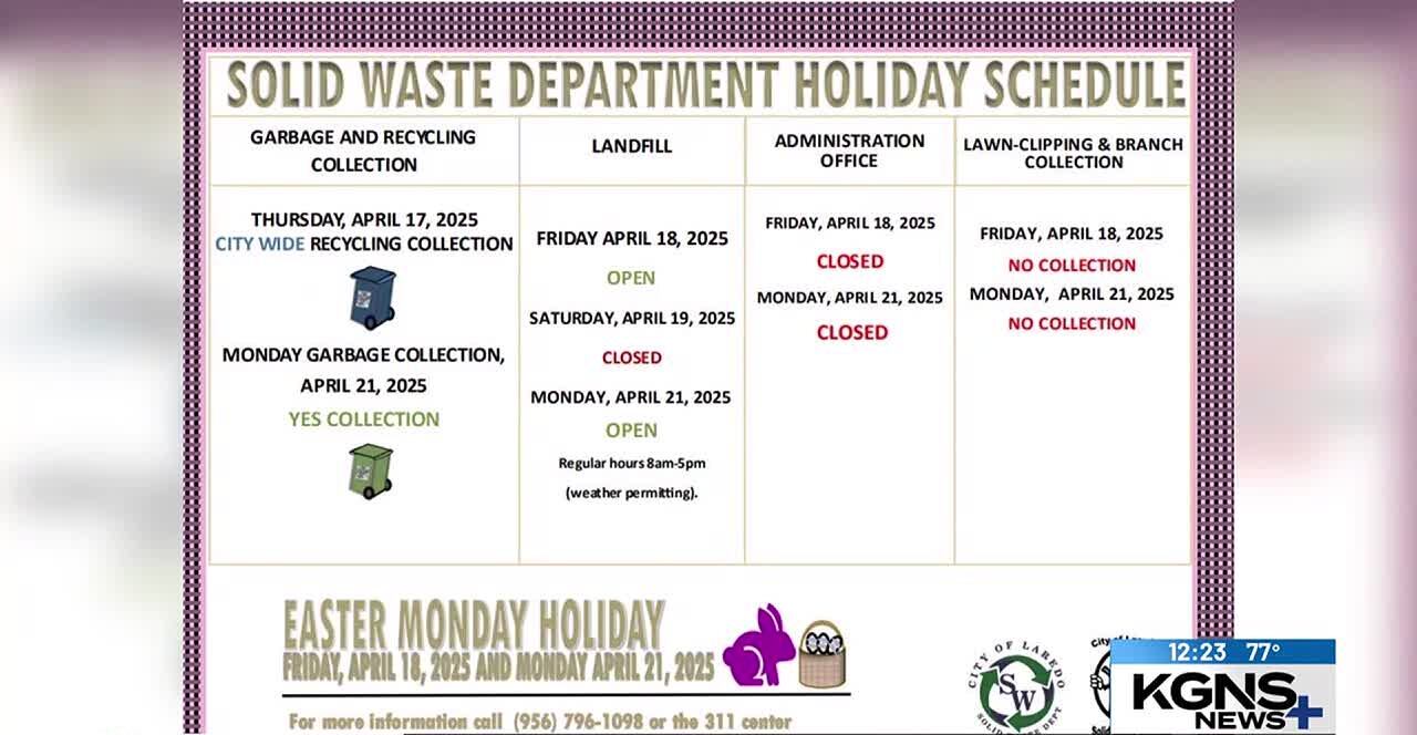 Easter Holiday brings changes to trash and recycling schedule