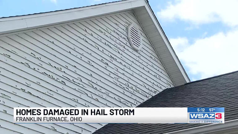 Hail storm damages homes in Franklin Furnace, Ohio