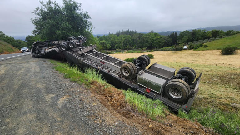 Big rig flips over on Highway 29 in Napa County Big rig flips over on Highway 29 in Napa County