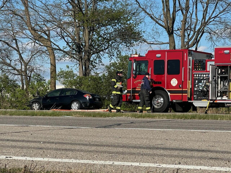 Car on fire backs up traffic on Highway 41 in Gibson Co.