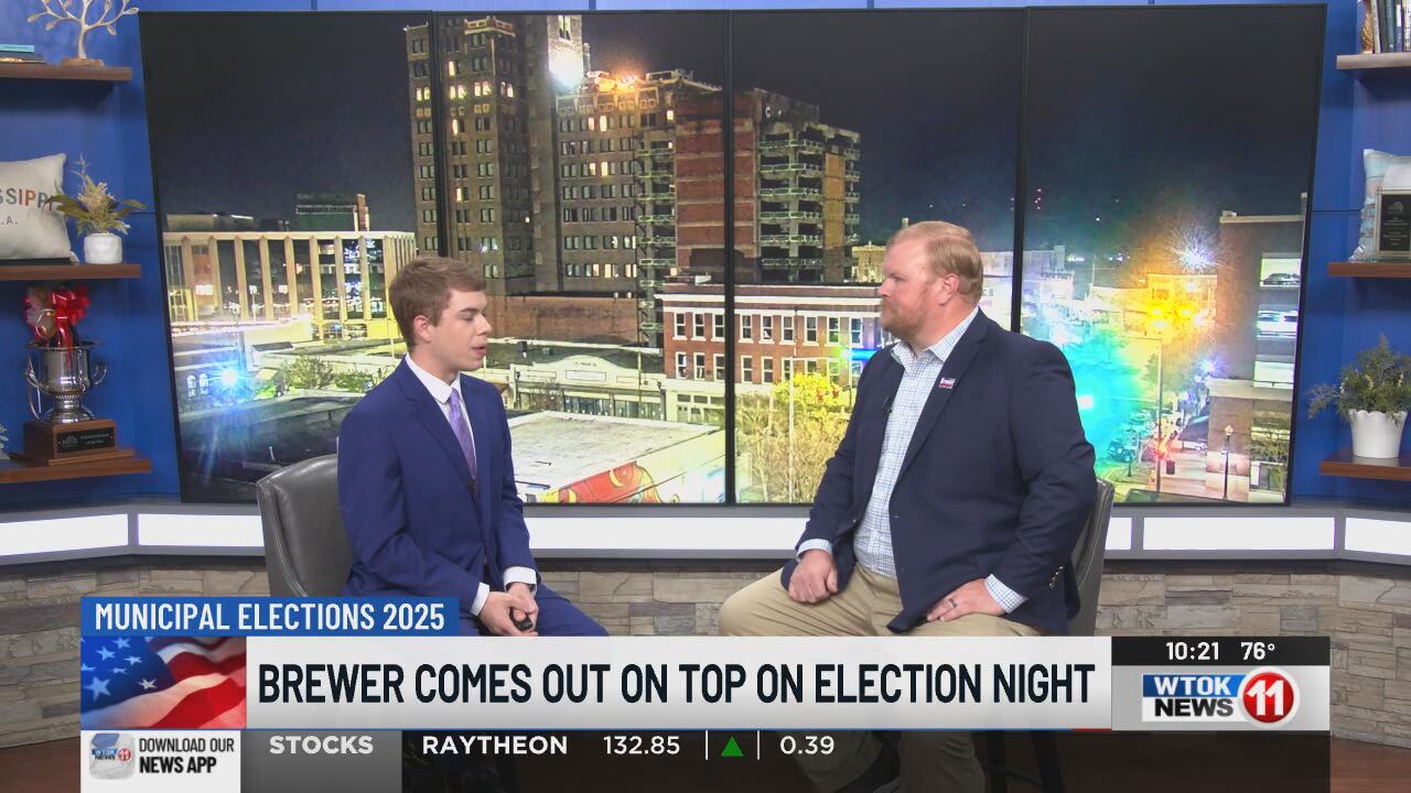 Ward 1 Candidate Elliot Brewer speaks after primary win