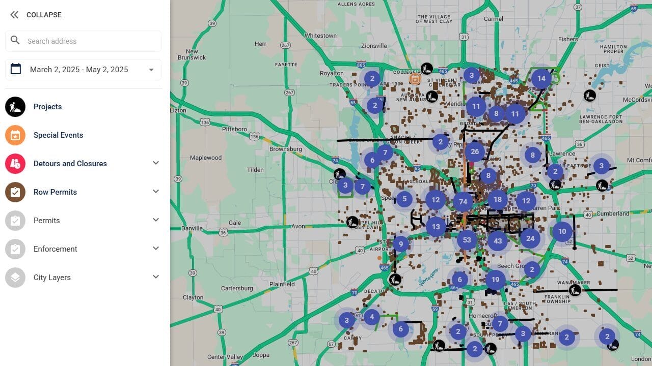 Indianapolis launches interactive road closure viewing map