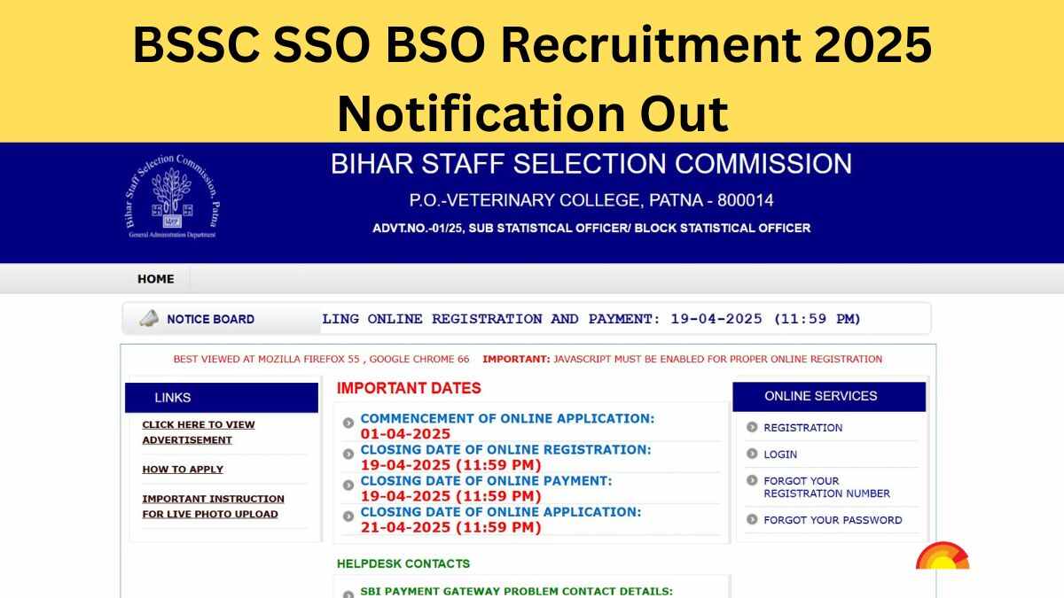 BSSC SSO BSO Vacancy 2025 Notification Out: Apply Online for 682 Posts ...
