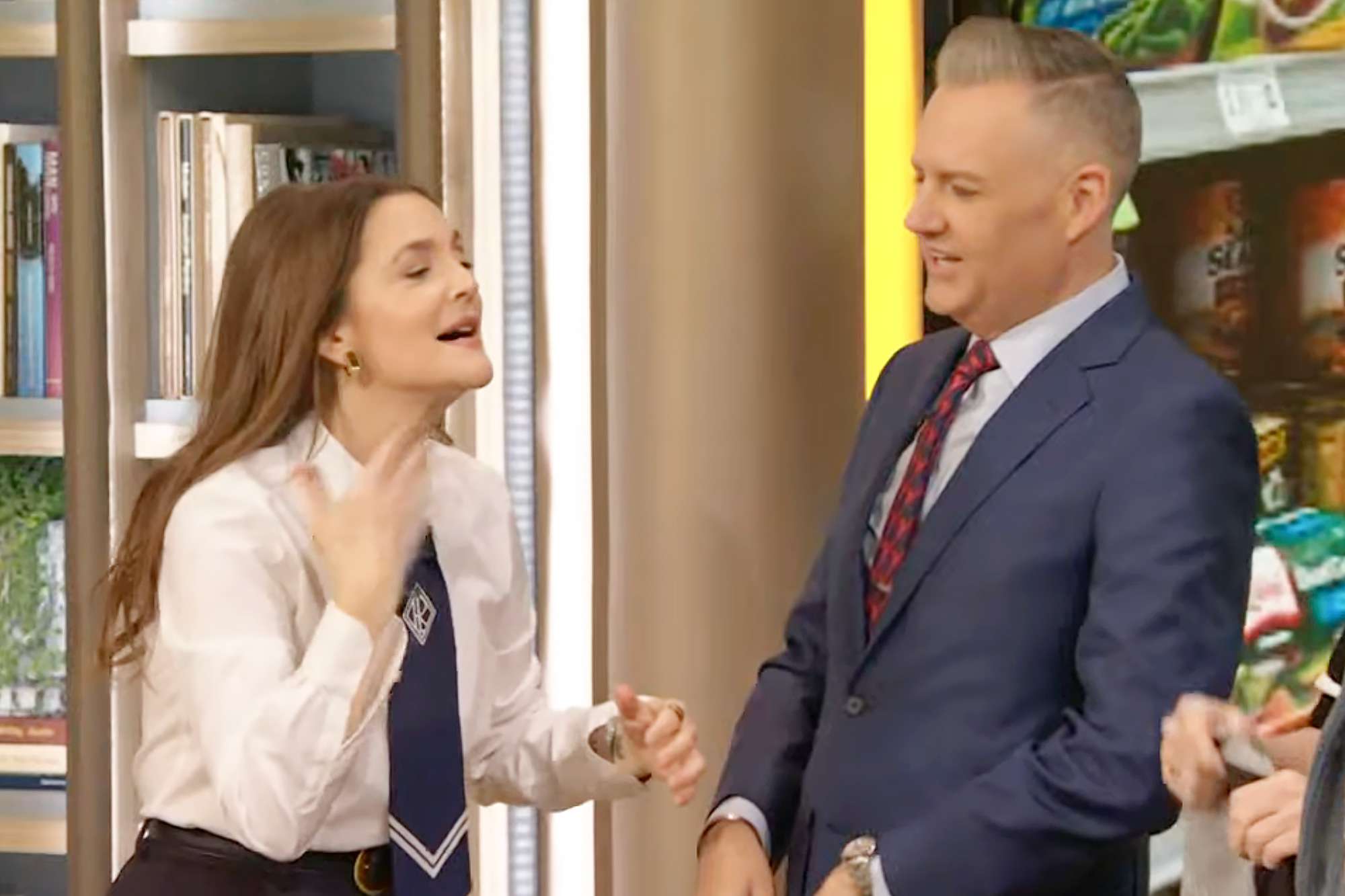 Drew Barrymore experiences hot flash during food segment on talk show ...