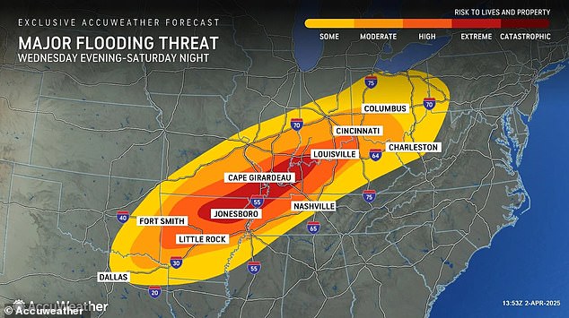 Biblical flooding and deadly tornadoes set for over 15 US states TODAY