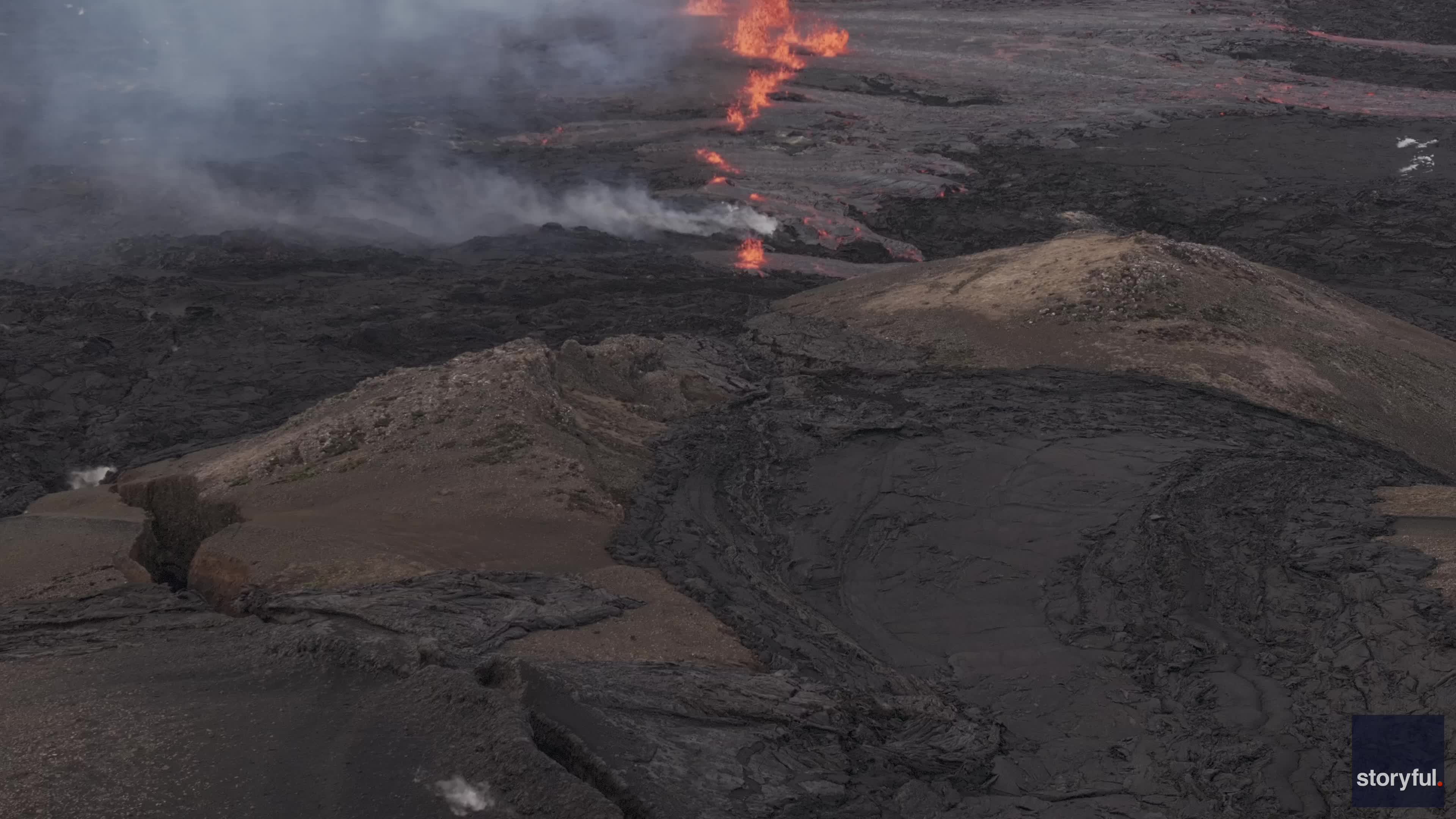 Drone Footage Captures Lava Bearing Down on Iceland Town After Volcanic ...