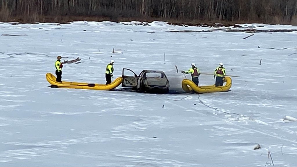 Vehicle fire doused on frozen North Saskatchewan River in southwest ...