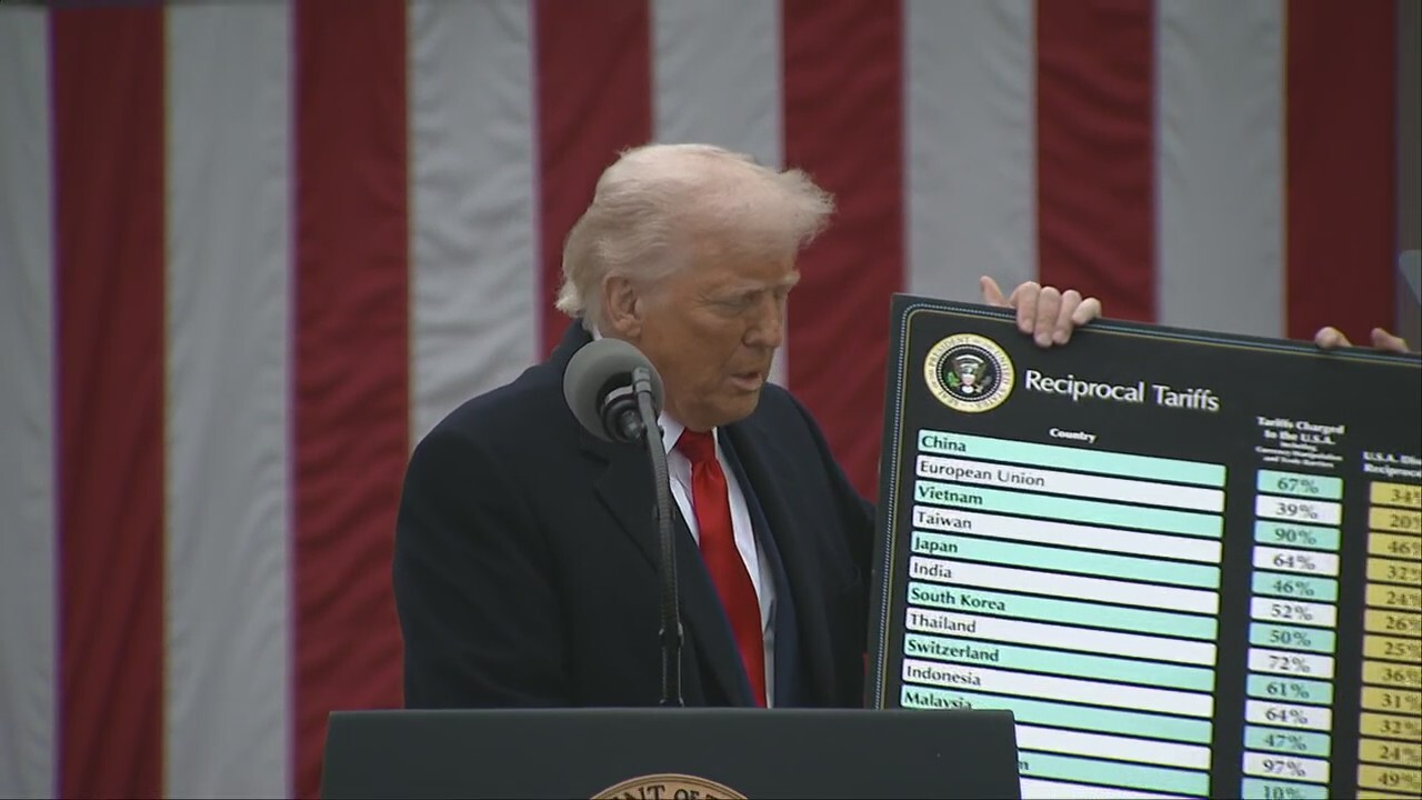 Watch: Trump shows reciprocal tariff chart during 'Liberation Day' speech