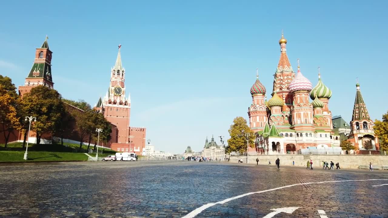 Soar Over Moscow's St. Basil's Radiance with Awe-Inspiring Drone Views