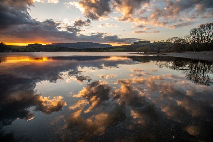 Little known wild Welsh landscape of castle and forest bike trails ...