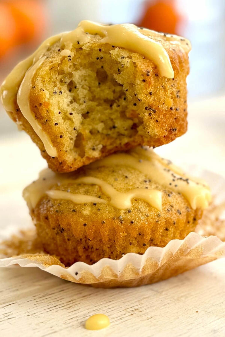 One Bowl Glazed Orange Poppy Seed Muffins
