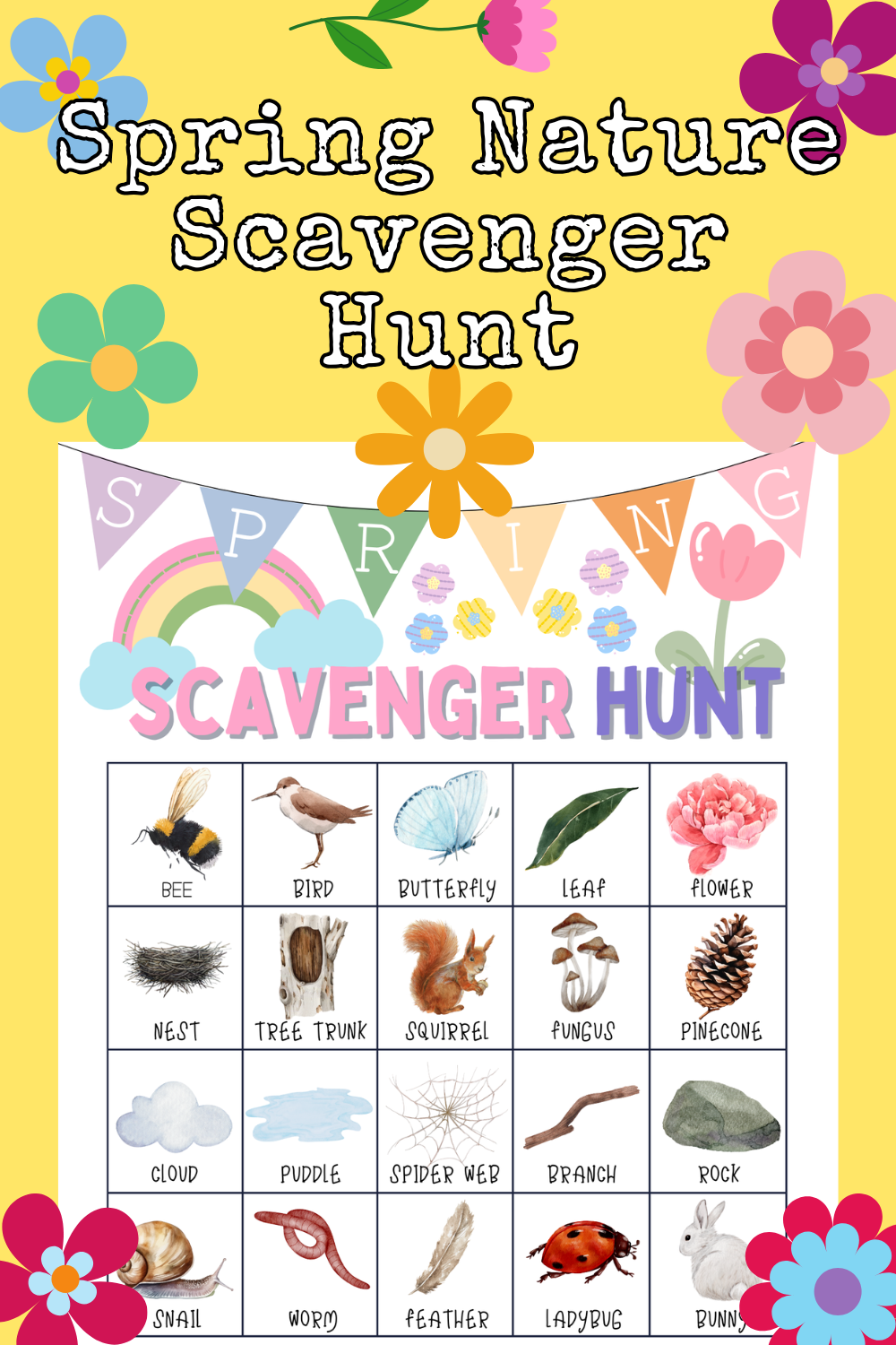 Printable Nature Spring Scavenger Hunt