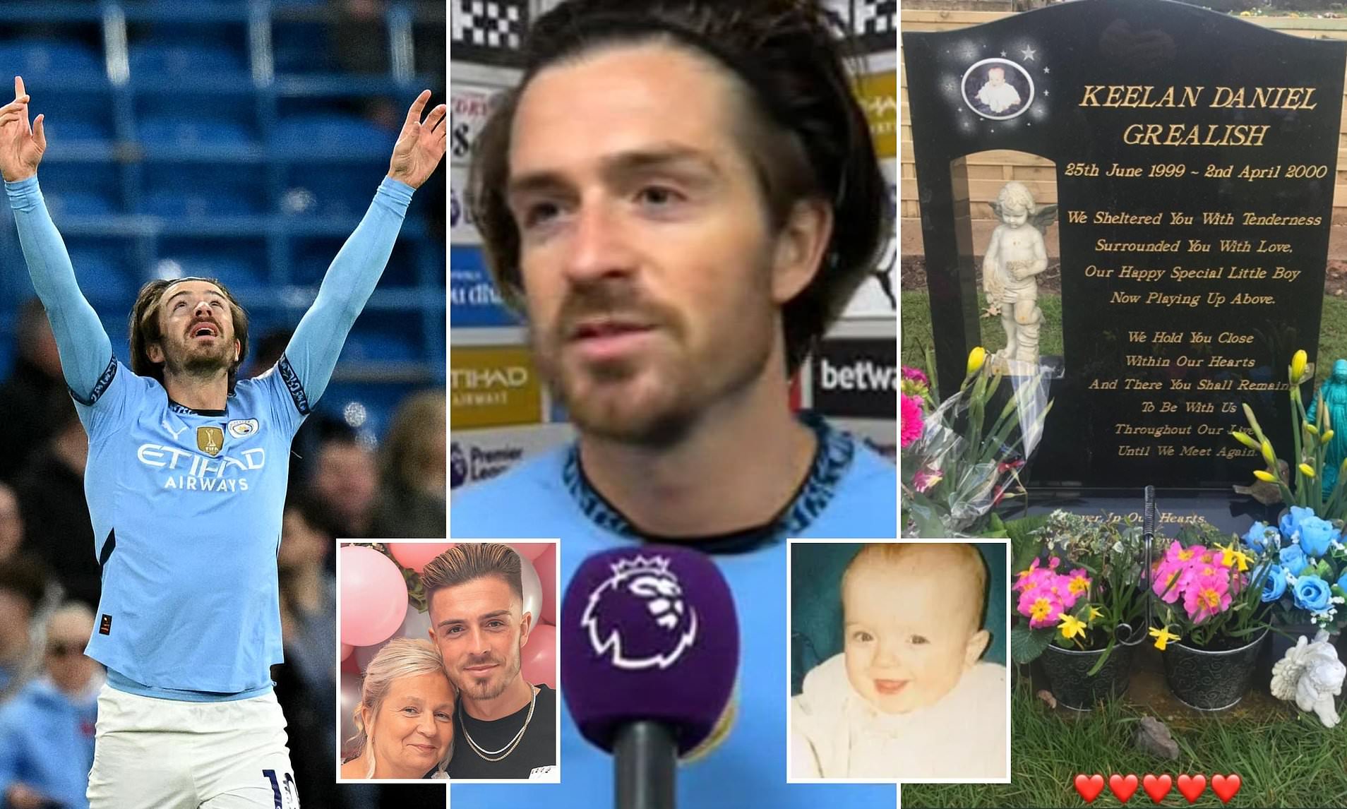 Jack Grealish fights back tears as he pays tribute to baby brother - on ...