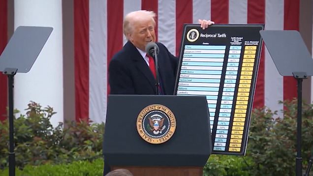 Trump reveals chart showing off all the reciprocal tariffs