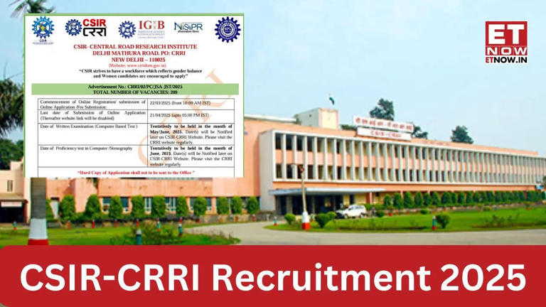CSIR-CRRI Recruitment 2025: Apply for junior secretariat assistant and ...