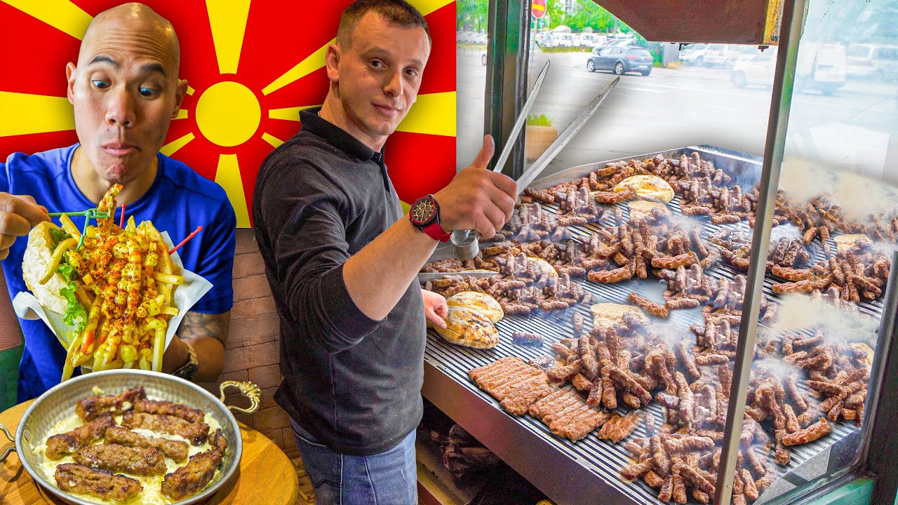HUGE BALKAN FOOD TOUR in Skopje, North Macedonia - MACEDONIAN Cevapi ...