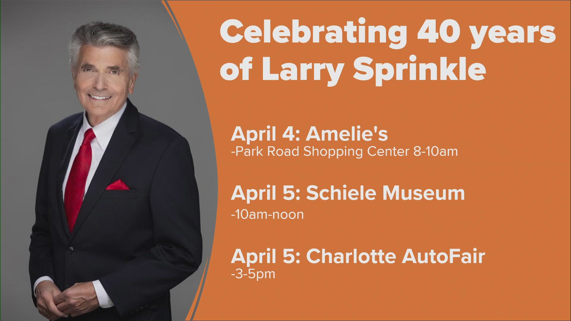 Sen. Tillis congratulates Larry Sprinkle on his 40th year at WCNC