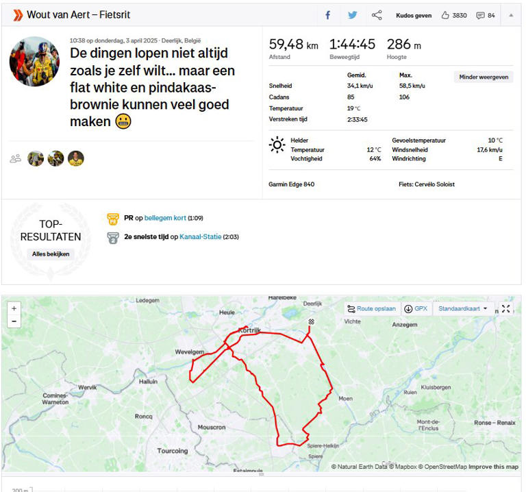 Wout van Aert zet knop om met trainingsrit en lekkernijen: “Kunnen veel ...