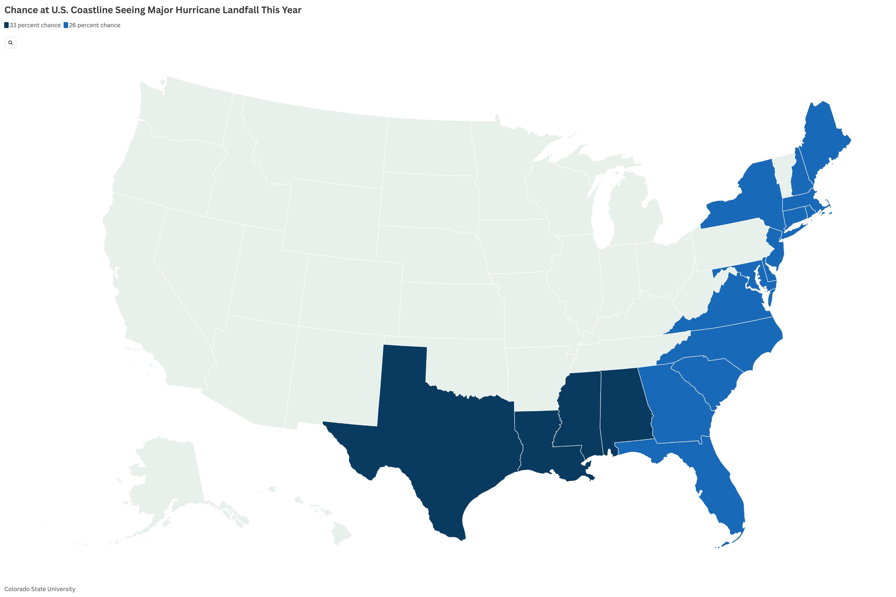 Map Shows Florida Chances of Major Hurricane in 2025
