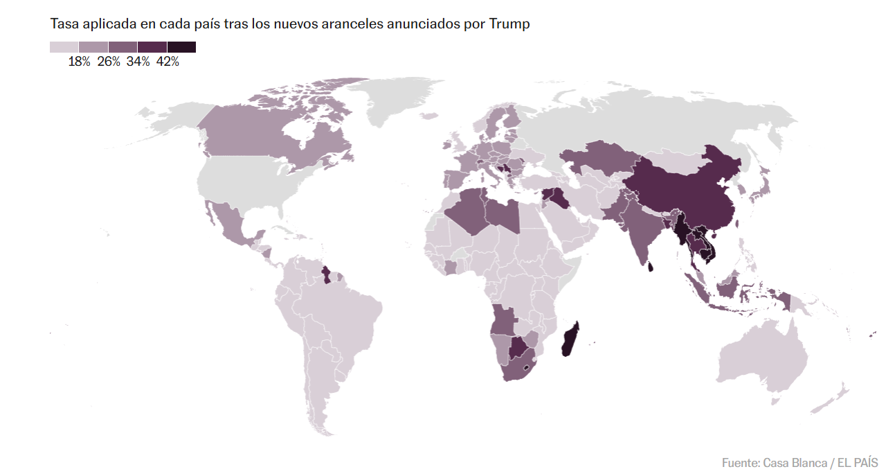 Que tarifas impôs Trump a cada país? O atlas da guerra comercial