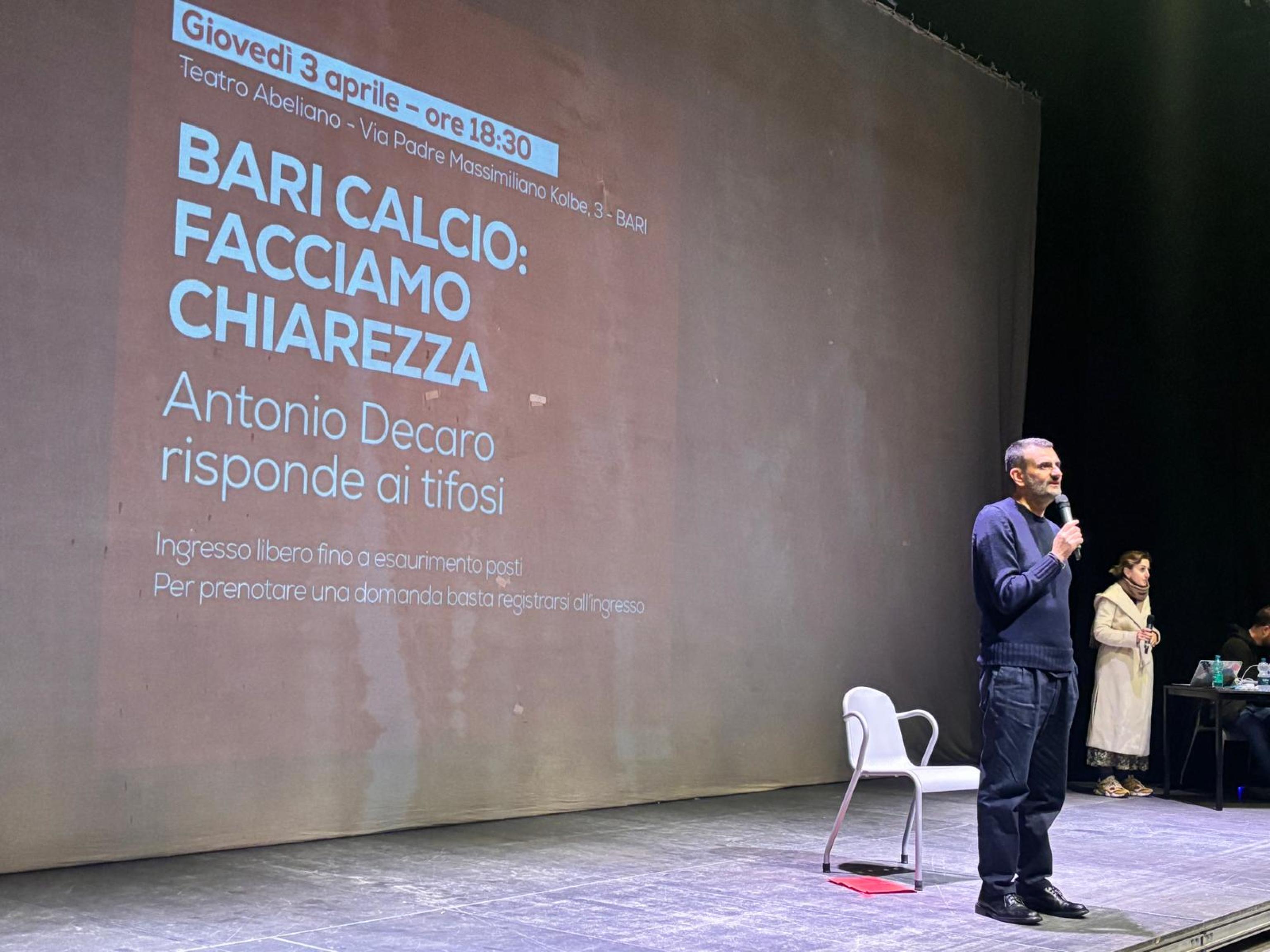 Decaro, 'niente scuse, il Bari ai De Laurentiis una mia scelta'