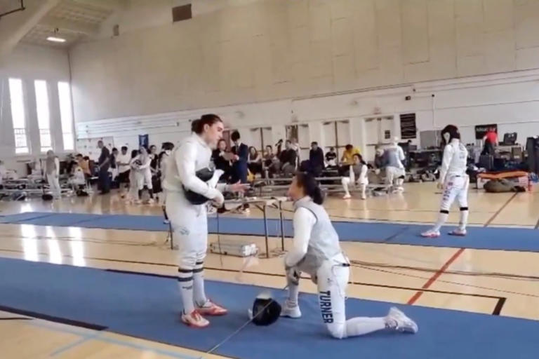 Fury after female fencer is disqualified for refusing to compete ...