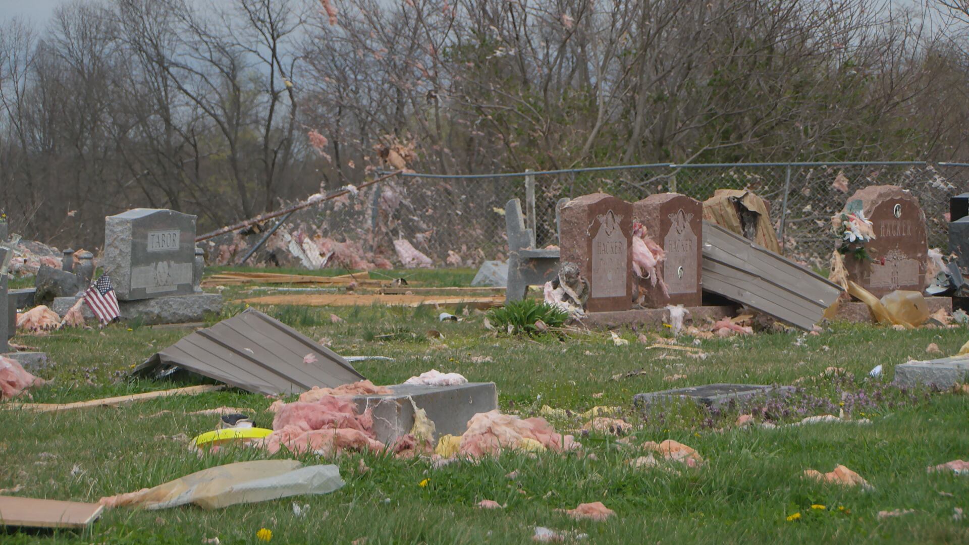 Storm damages southern Indiana church and cemetery