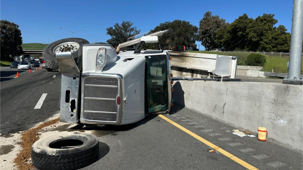 All lanes of I-680 in Sunol open after overturned dump truck blocks ...