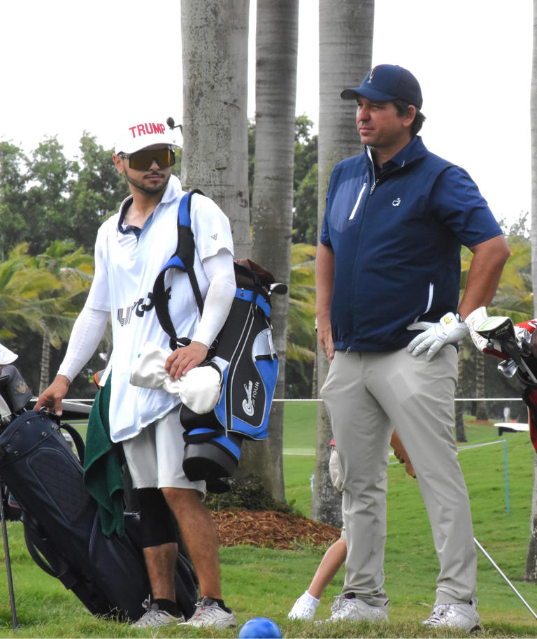 Ron DeSantis, Eric Trump hit the links in Doral for LIV Golf Pro-Am