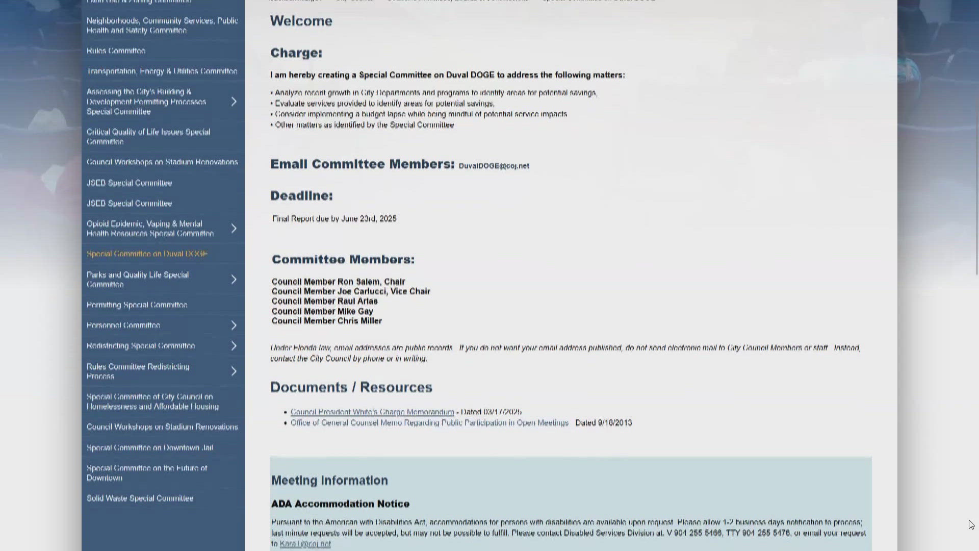 Duval County's DOGE committee launches website