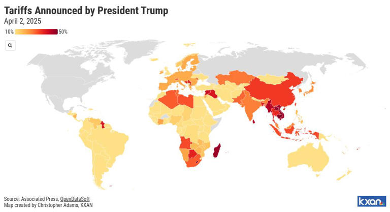 MAP: What are President Trump’s new tariffs in each country?