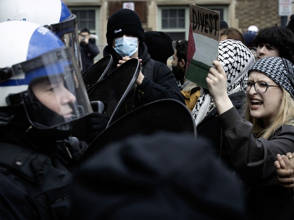 Anti-Israel protesters block access to McGill University buildings ...