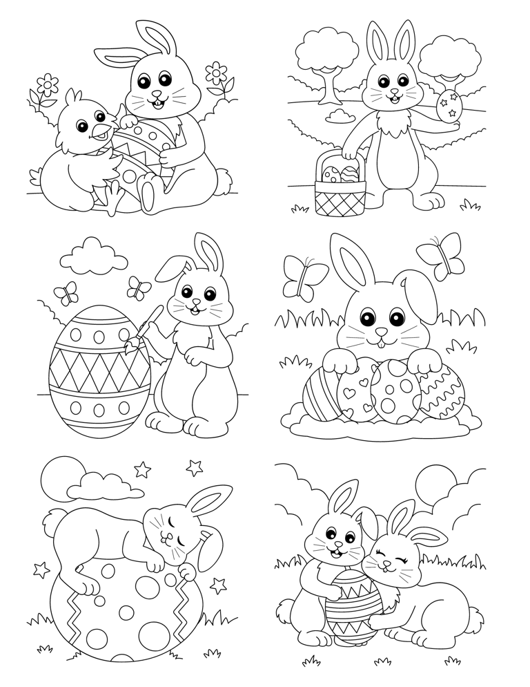 7 Cute Easter Bunny Coloring Pages