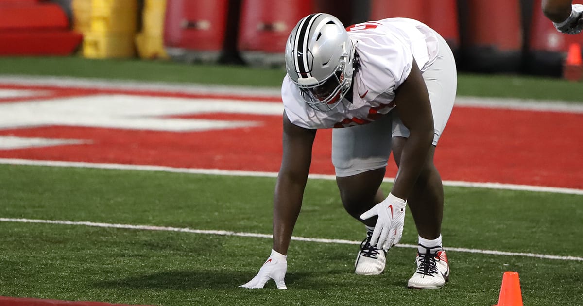 Ohio State defensive lineman Eric Mensah loses black stripe