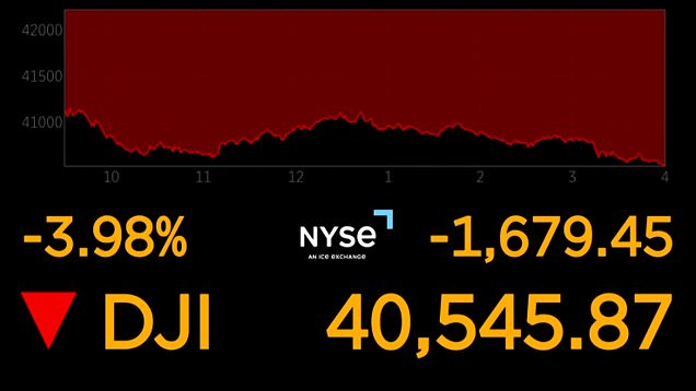 Timelapse captures huge stock market slump day after Trump tariffs