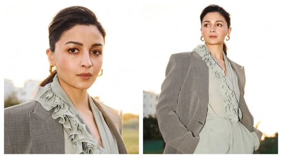 Alia Bhatt puts grace in power dressing with her ruffle top, sheer ...