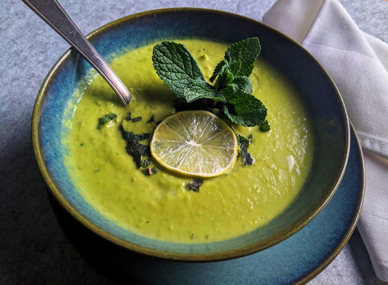 Coconut milk, fresh mint add perfect touch of sweetness to pea soup