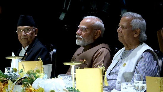 PM Narendra Modi, Bangladesh's Muhammad Yunus seated together at ...