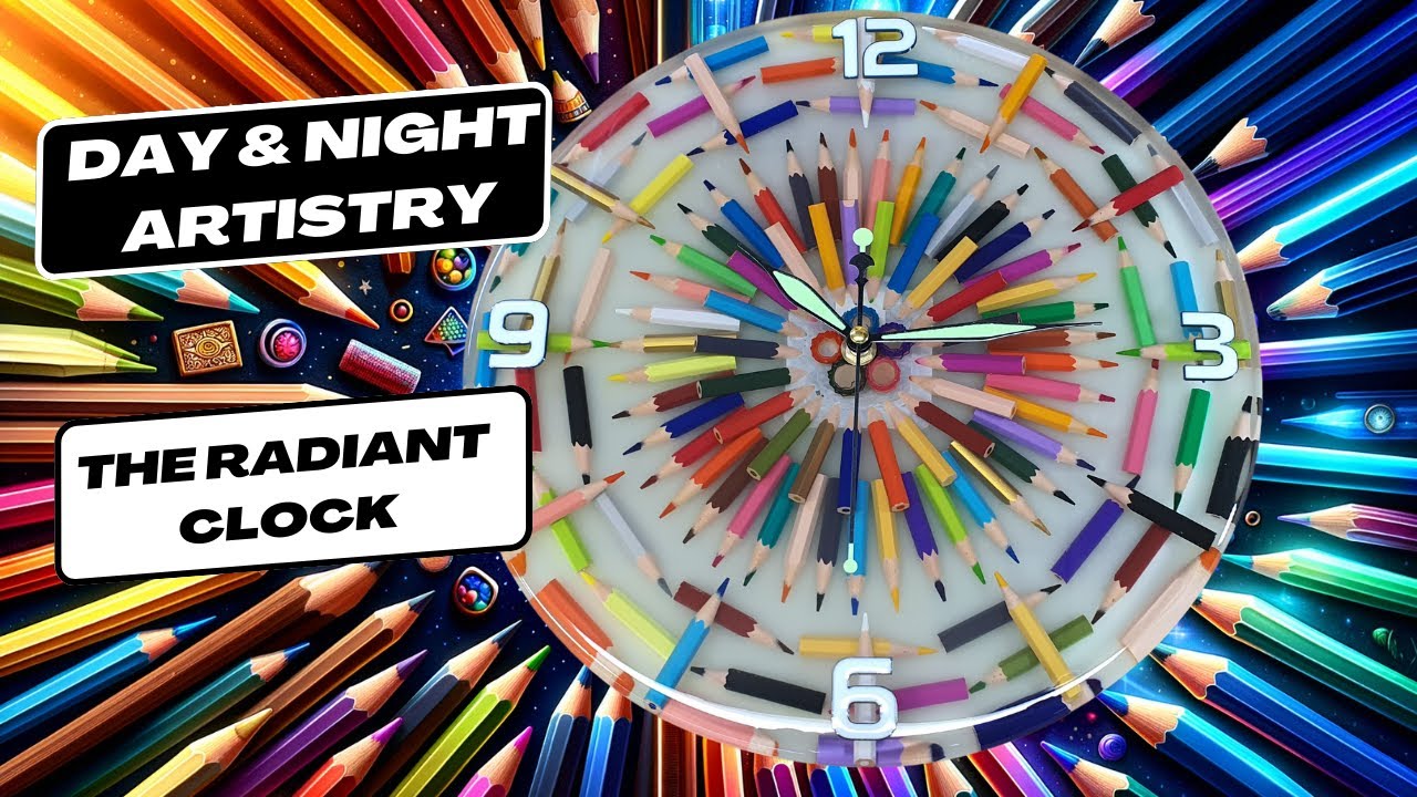 Radiant Clock DIY Made of Pencils; Illuminating Time with Art and Color