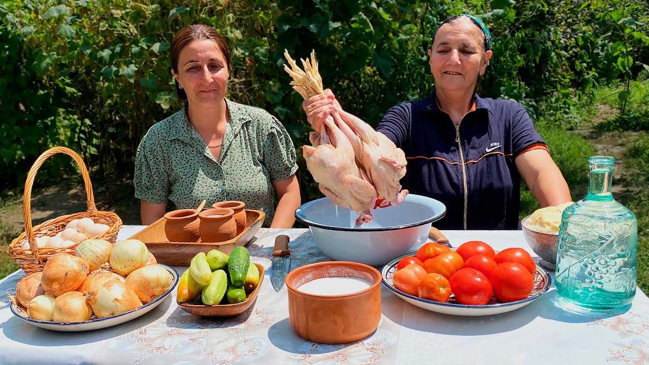 Relaxing Video of Village Life: Outdoor Cooking National Azerbaijani ...