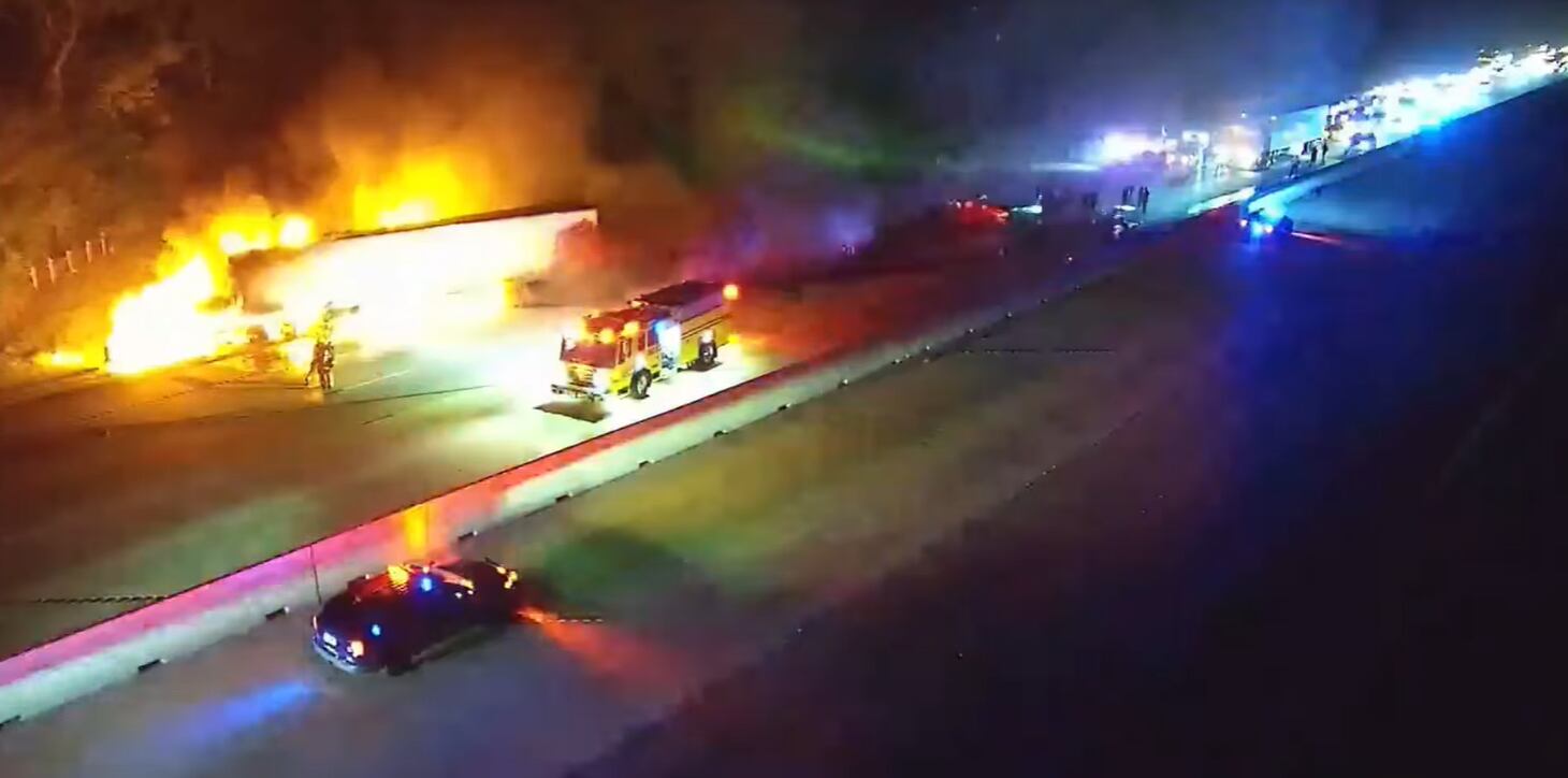 Wrong-way driver killed in fiery crash involving 18-wheeler, officials say