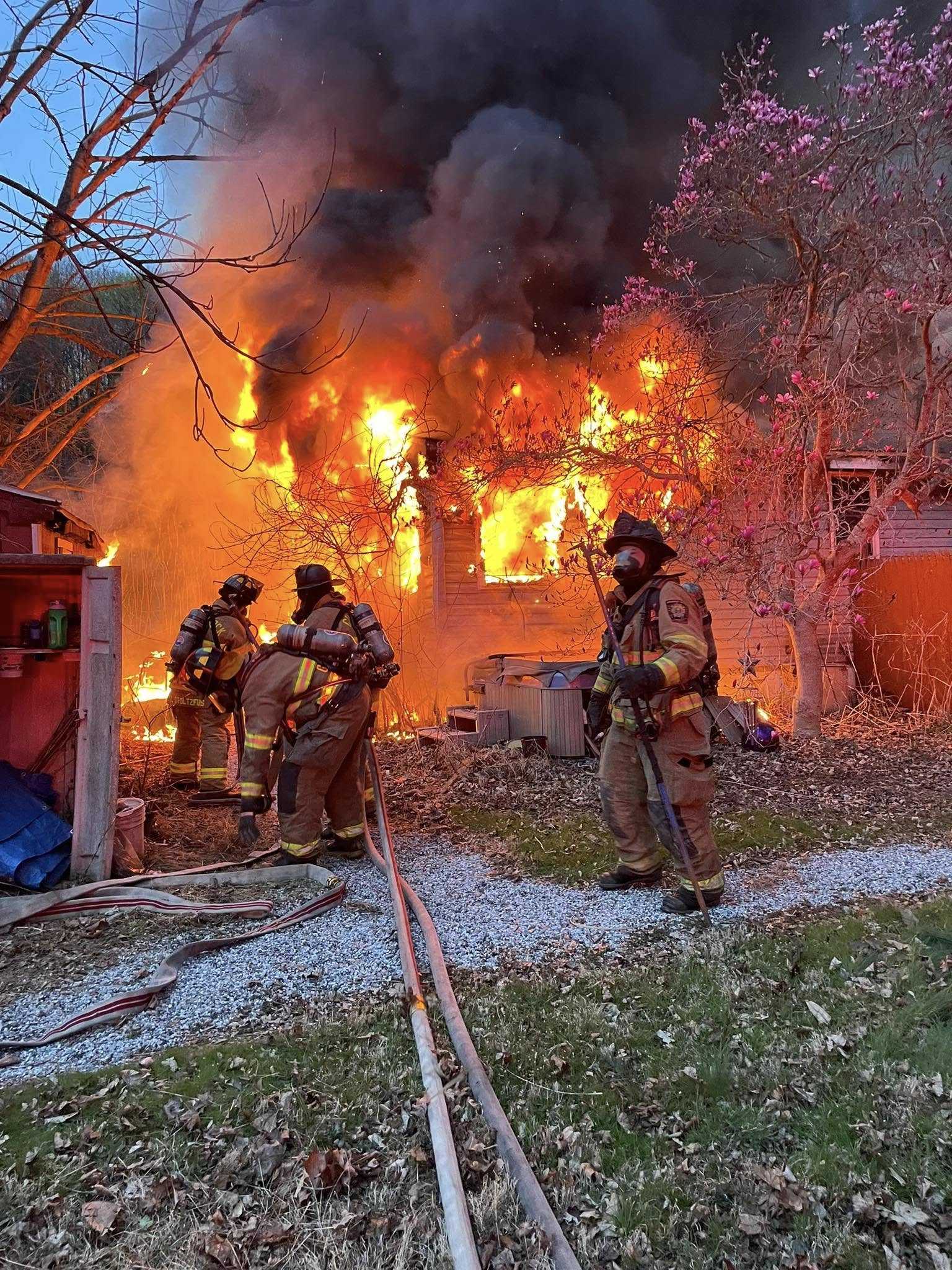 Intense fire fully engulfs house