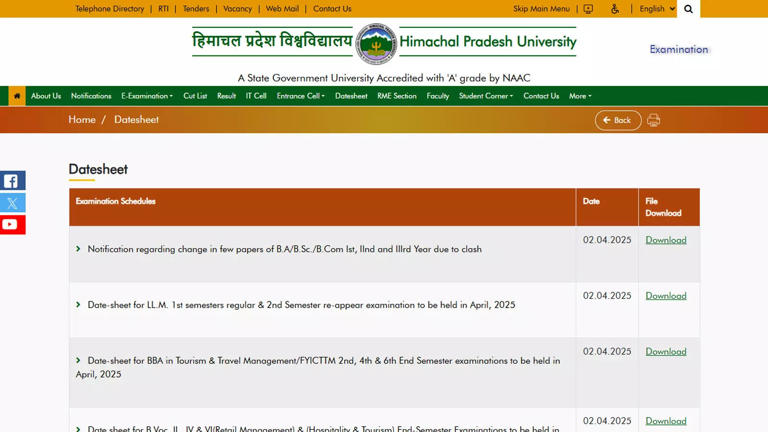 HPU announces revised timetable for BA, BSc, BCom exams 2025 to avoid ...