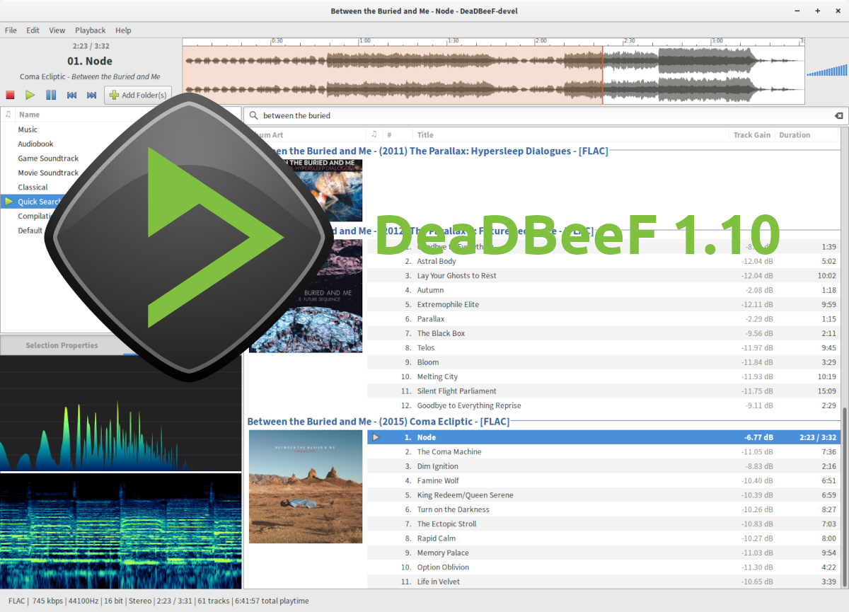 DeaDBeeF 1.10 integra soporte para FFmpeg 7 y una biblioteca multimedia