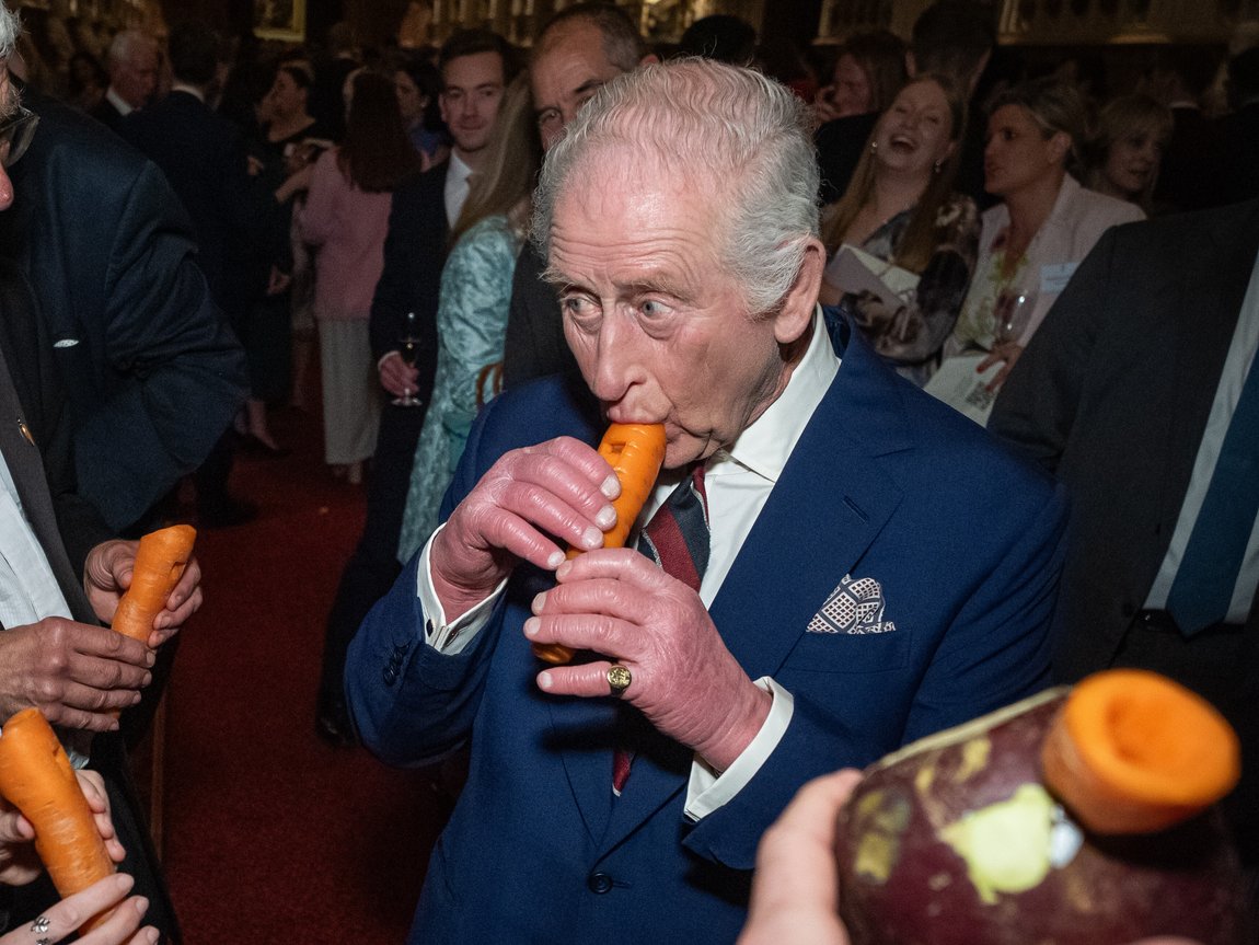 Royal Root: King Charles Plays Carrot Flute with Vegetable Orchestra