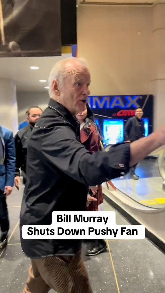 Watch Bill Murray threaten to stomp on pushy fan at movie theater: ‘Don’t do it again’