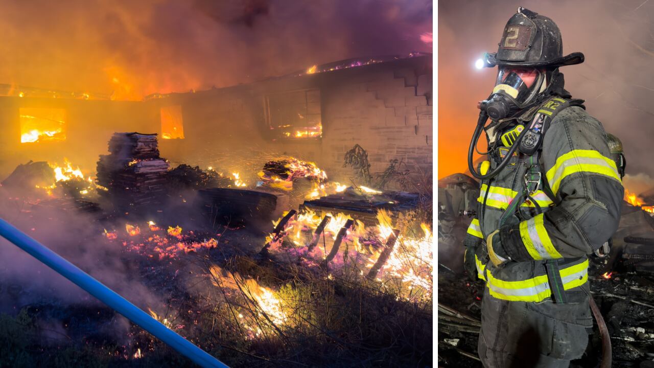 Building fire spreads to surrounding woods in Marion County