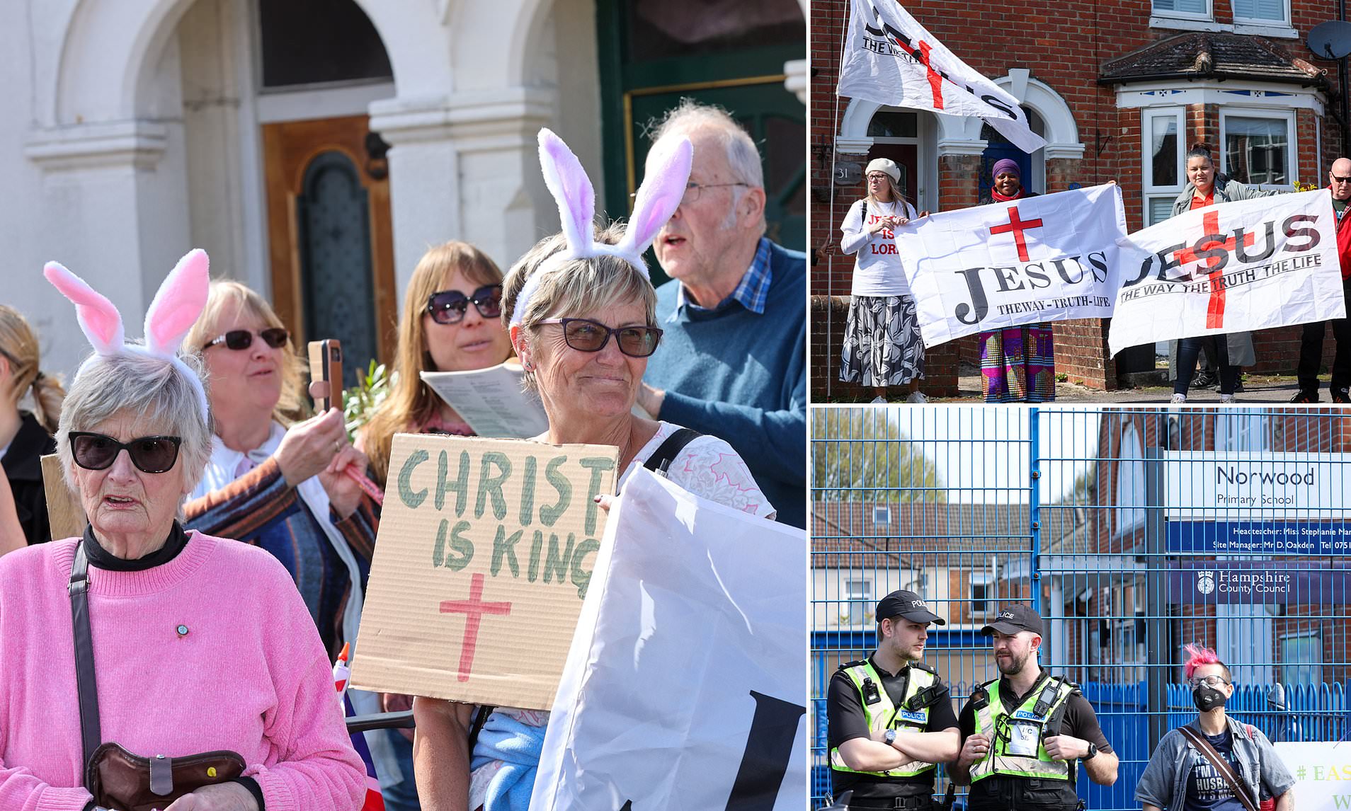 Christians protest outside school after Easter service scrapped