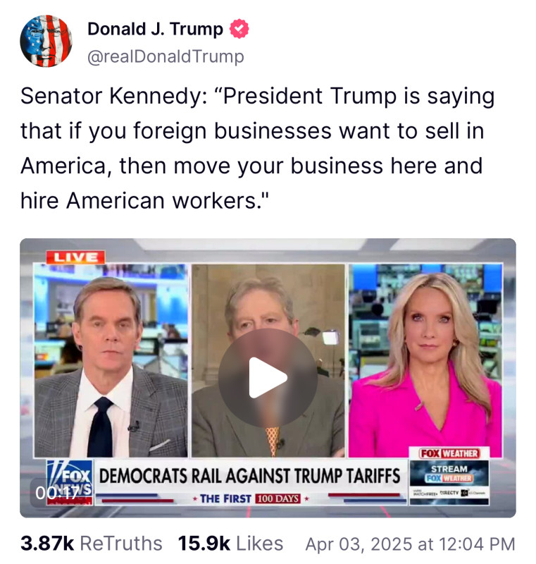 Trump Posts Slew of Pro-Tariff Content on Truth Social